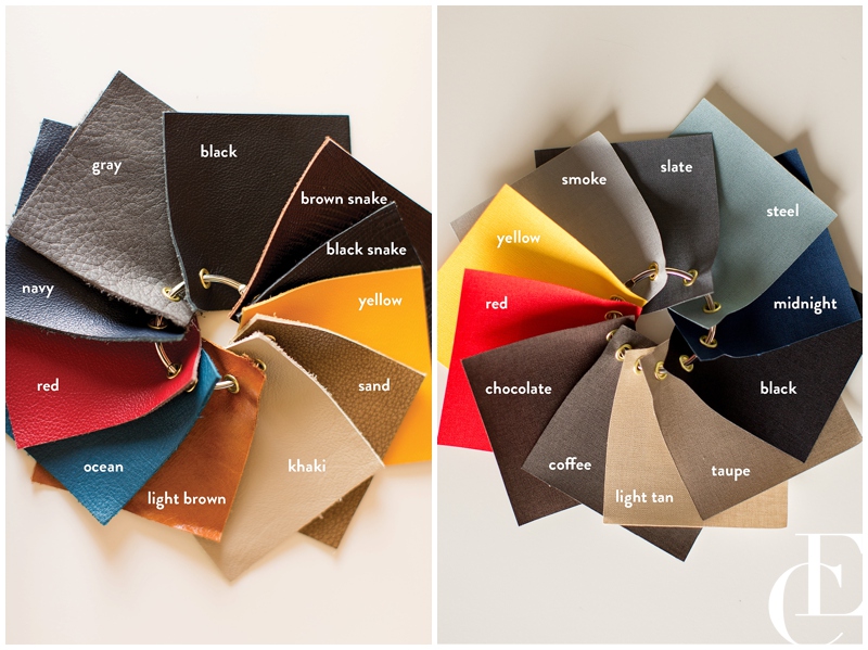Leather Swatches w Color Names - Emily Crall Blog | Wedding Photographer